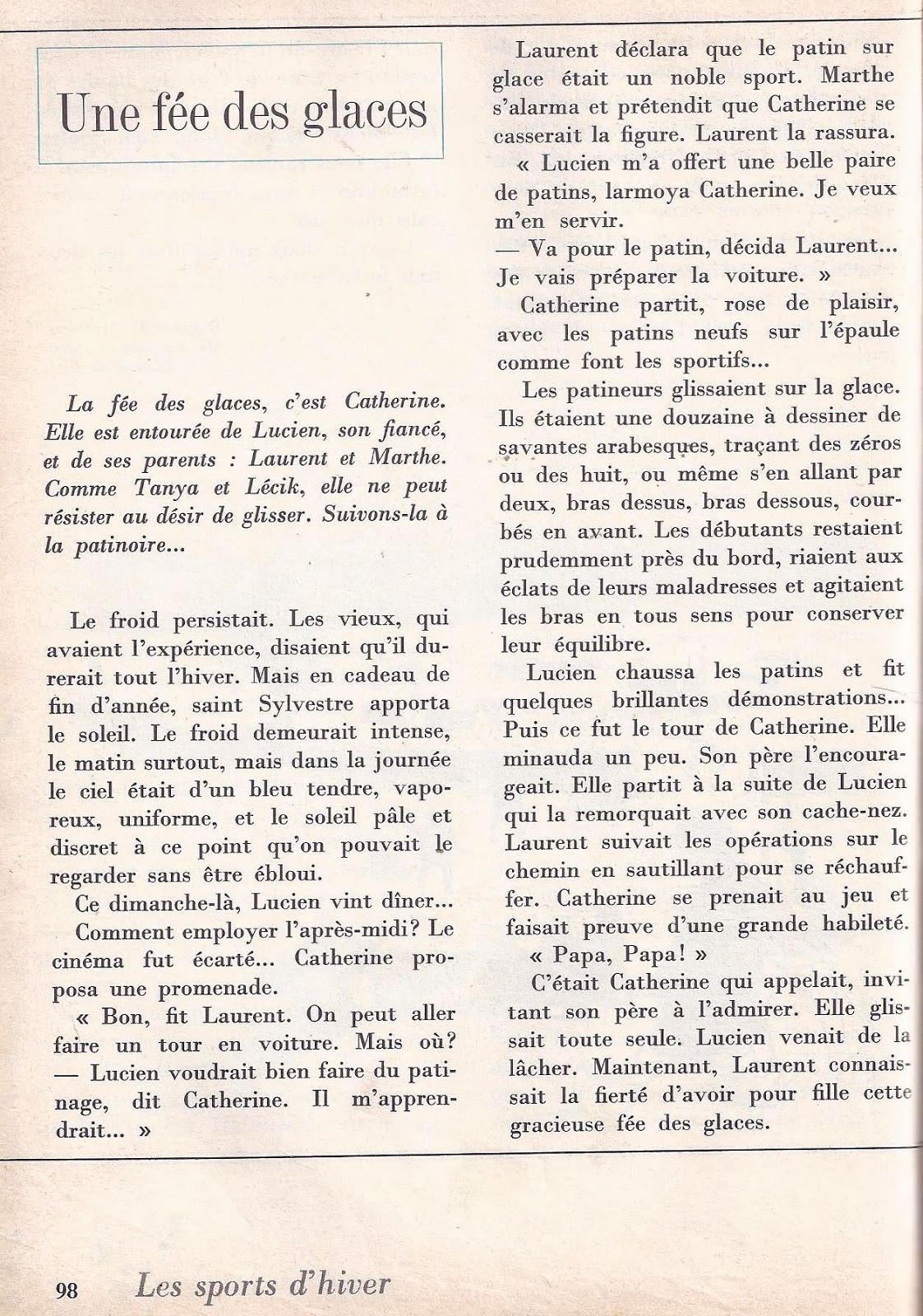 école : références: Lecture CM1 : Les sports d'hiver (4 textes)
