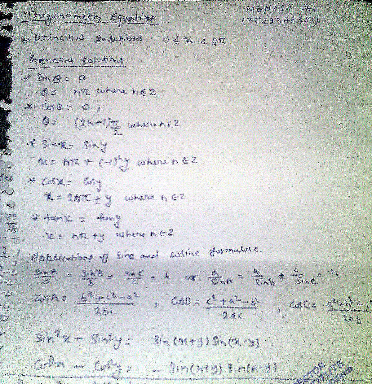 simple mathematics: trigonometry formulas