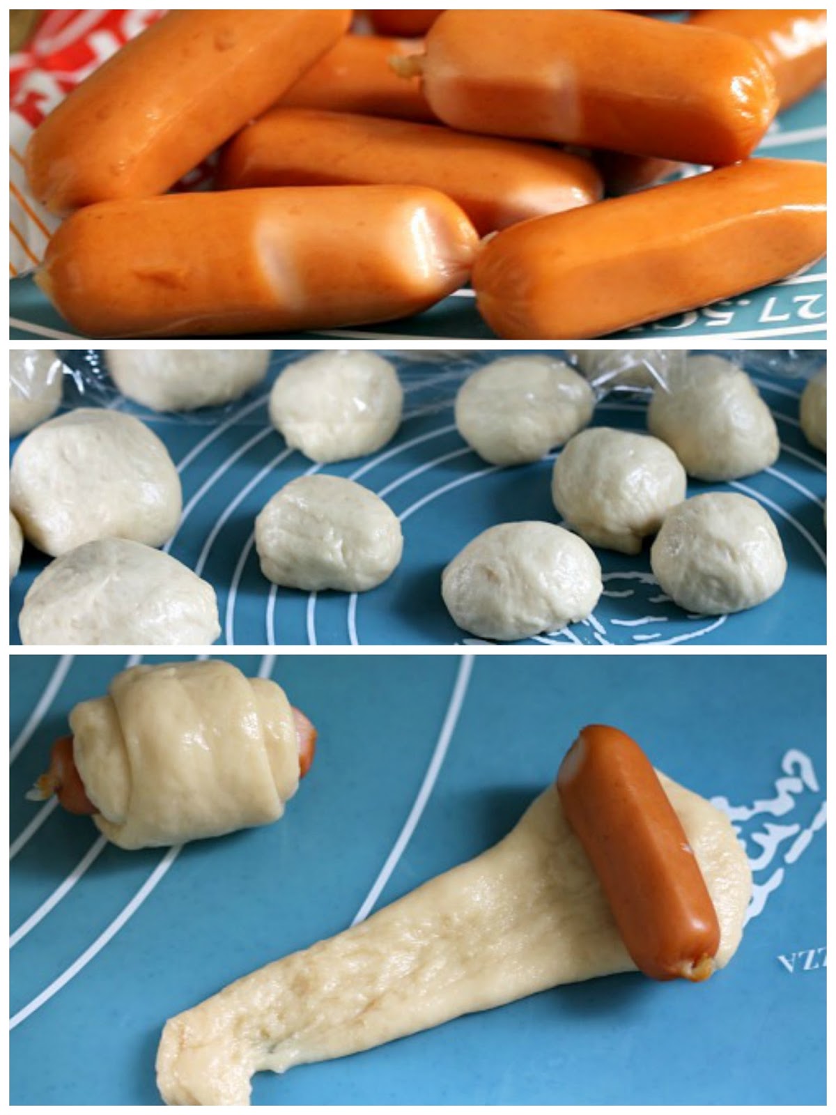 Mini cheese sausage bread rolls