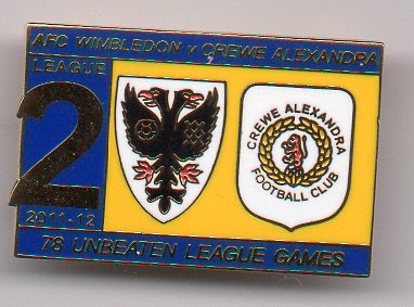 Crewe Alexandra Football Club pin badges: AFC Wimbledon v Crewe 2011/12 ...