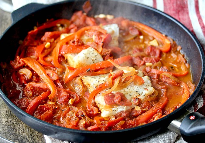 Braised Cod Peperonata for Two | Karen's Kitchen Stories