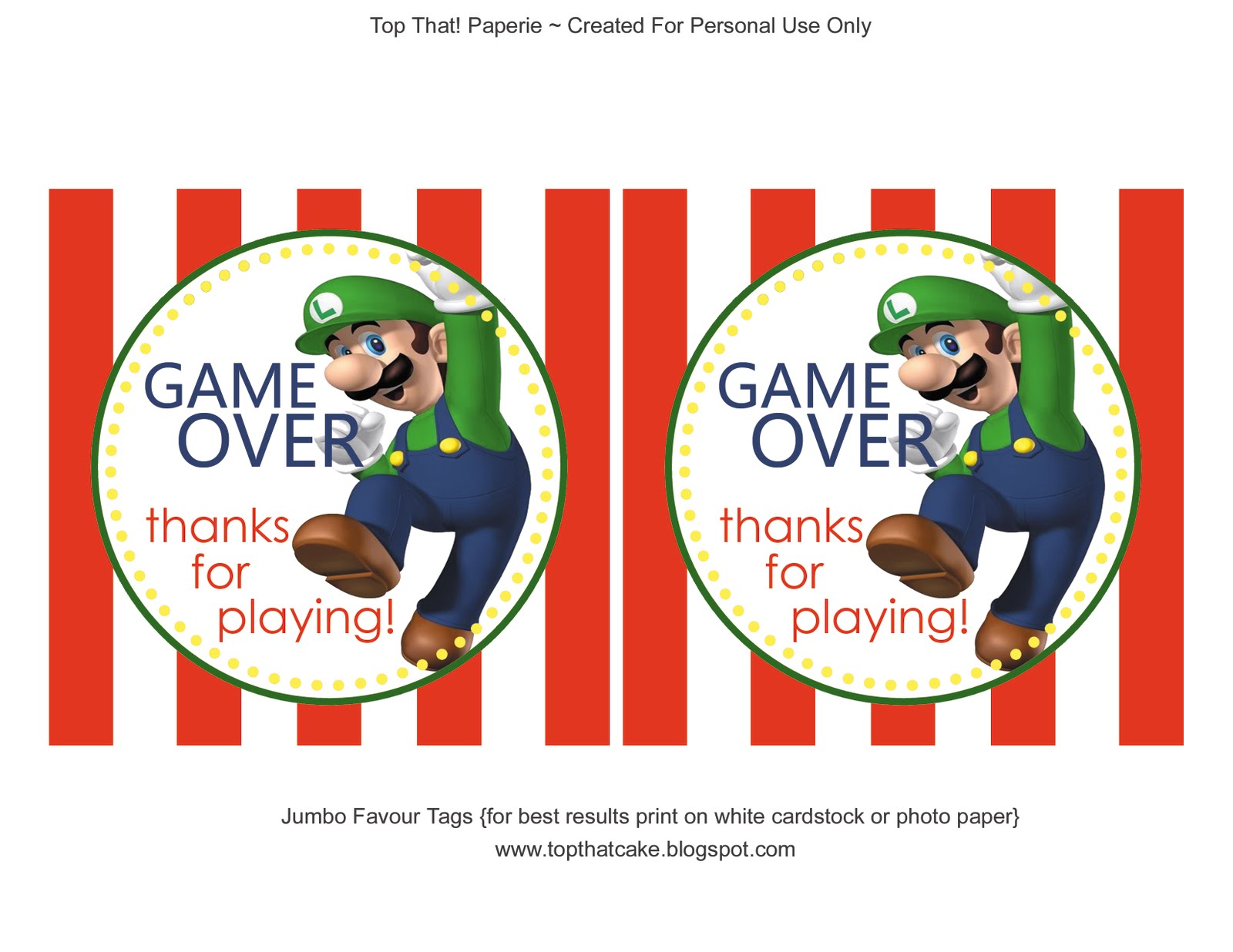 Top That!: {FREE PRINTABLE TAGS!} Mario Bros Party Ideas