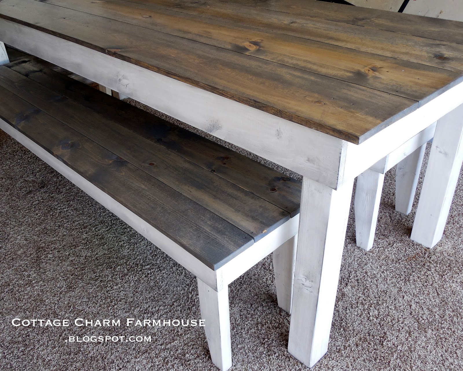 Cottage Charm Farmhouse Collection: Provincial Farmhouse Table & Benches