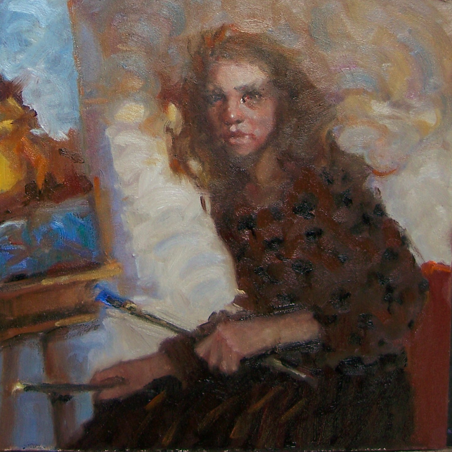 Kim Roberti Art Gallery: "At Her Easel" Kim roberti's 6"x6" oil ...