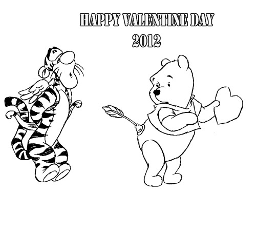 Winnie The Pooh Valentines Coloring Pages
