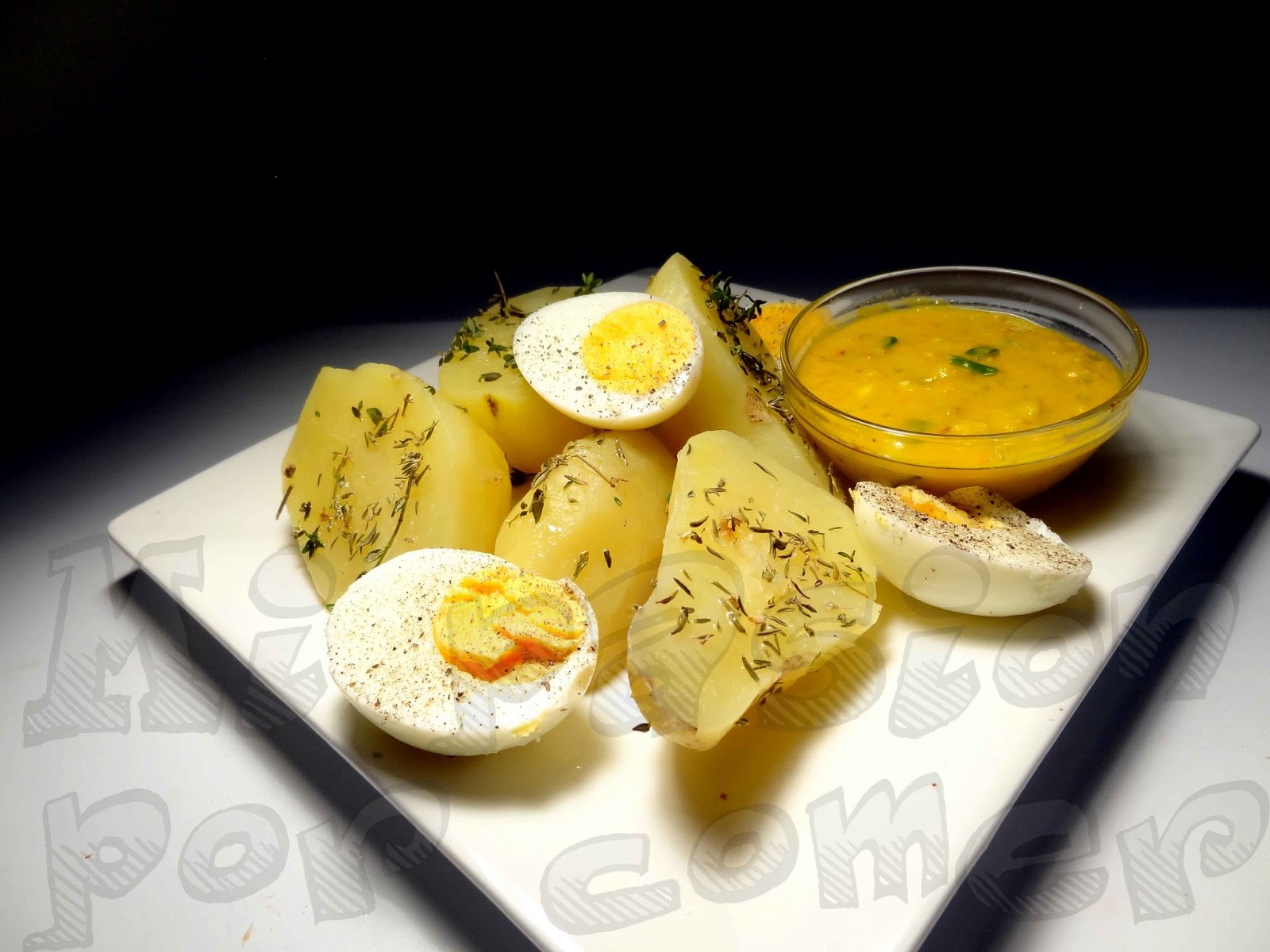 mi pasión por comer: Receta: Papas al vapor con huevo duro y salsa de ...