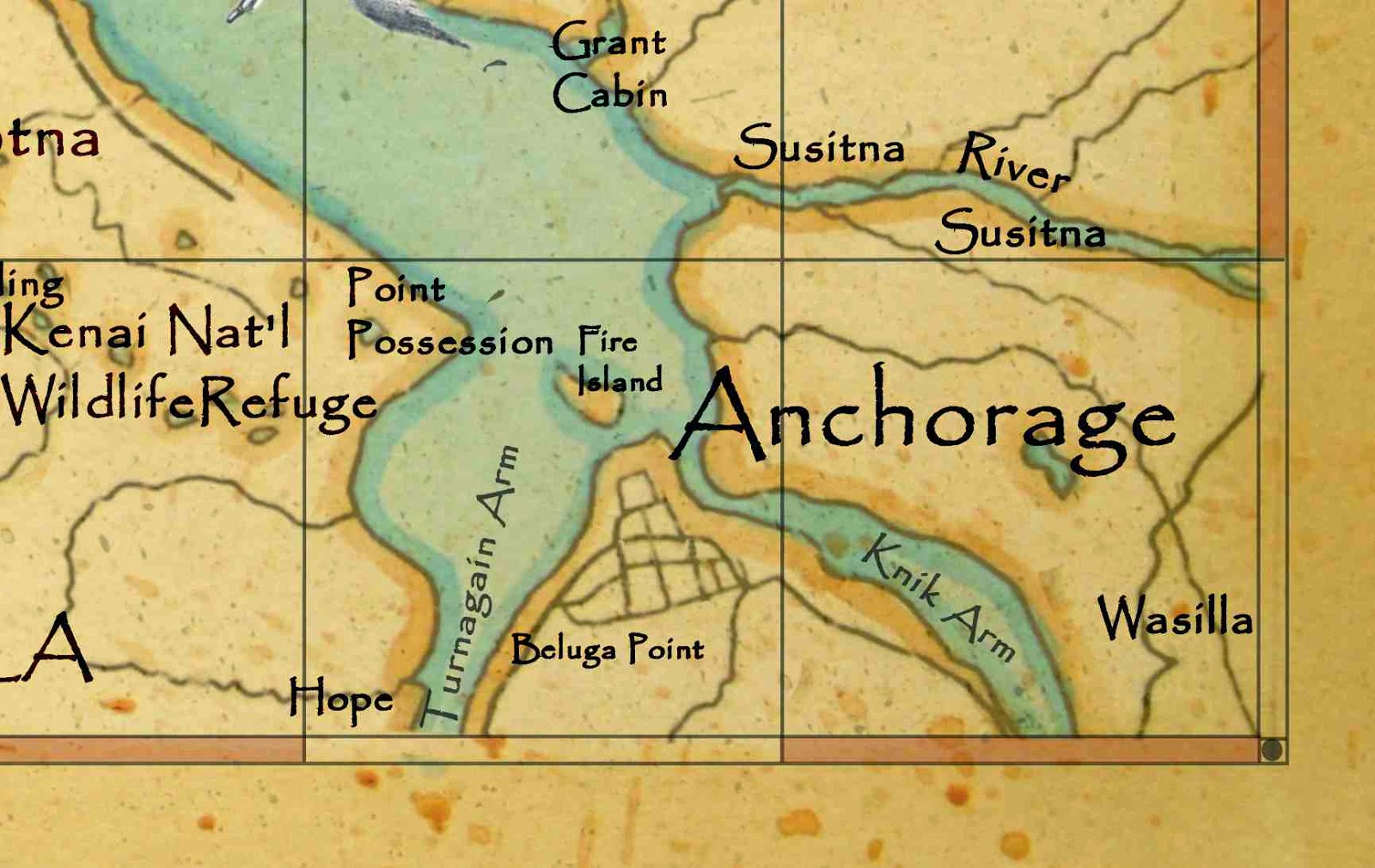 Leo Lakes: Vintage style map of Cook Inlet