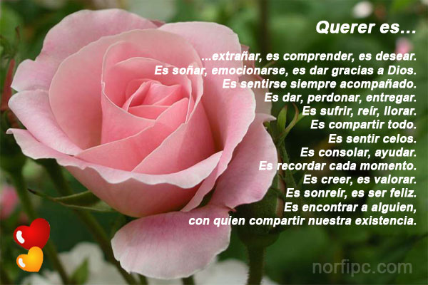 Imágenes con frases y poemas de amor : Querer es... un poema de amor