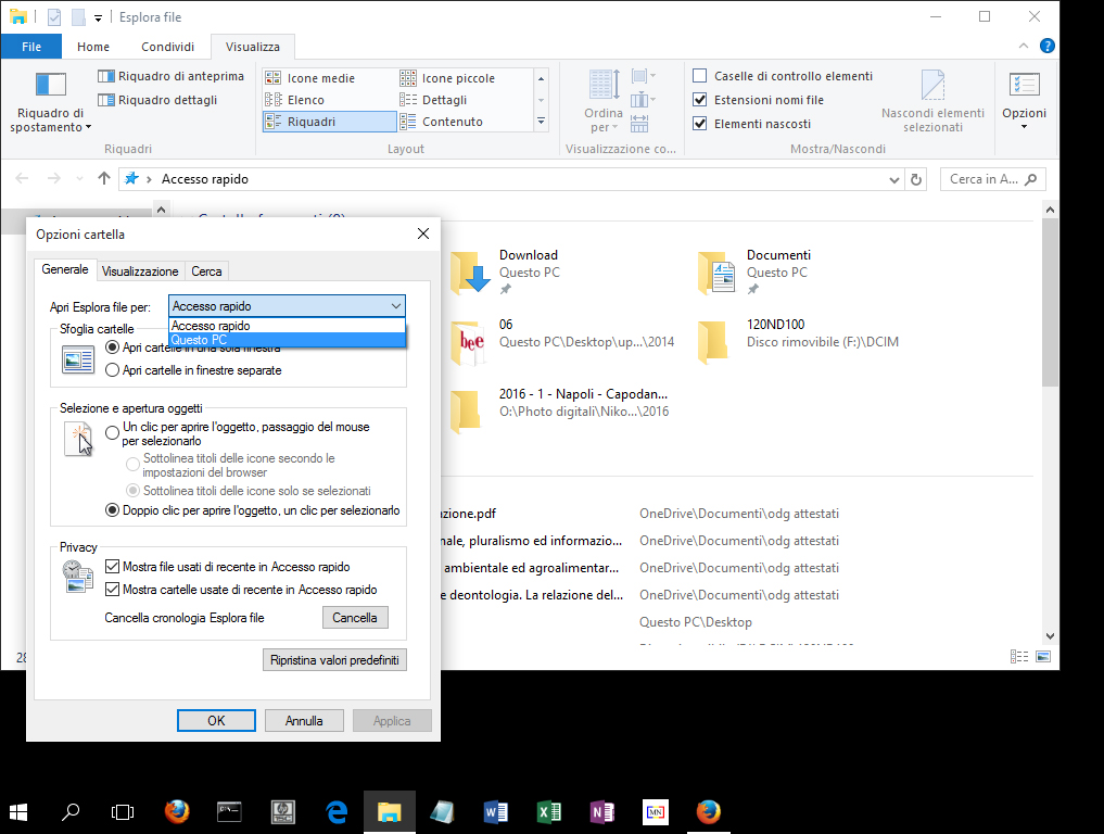 Windows 10 - Aprire Esplora Risorse con la schermata standard Questo PC