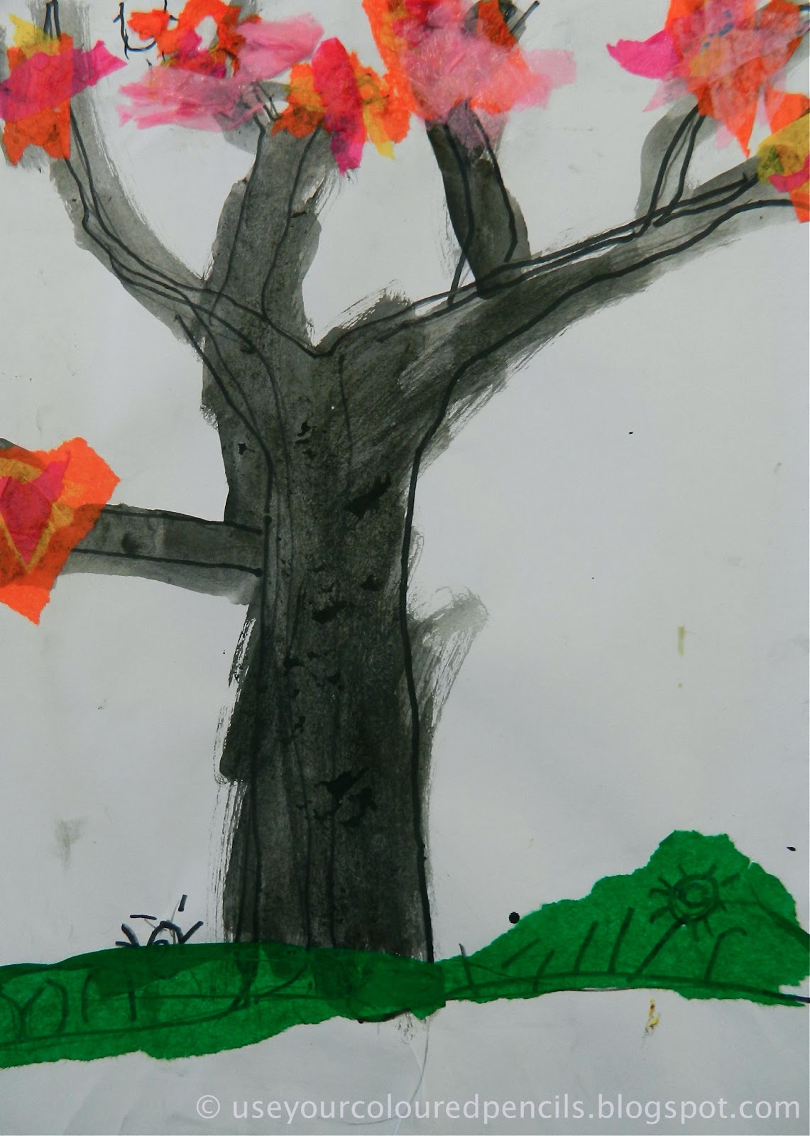 Use Your Coloured Pencils: More Autumn Tree Collages