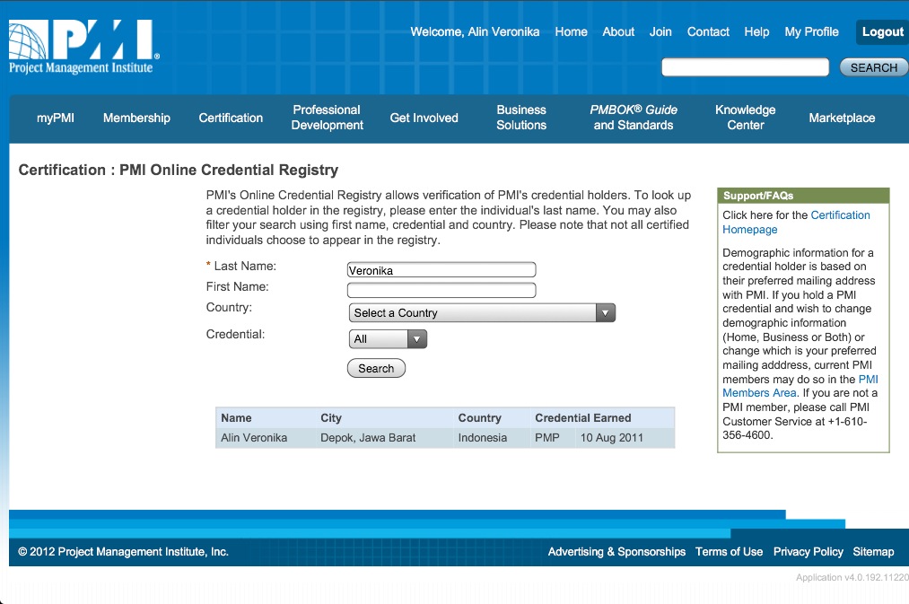 Al's Journal: How to check PMP Credential Online?