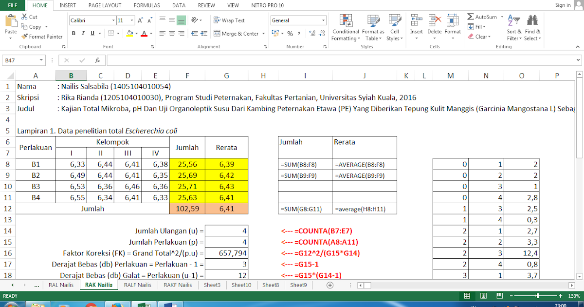 Peternakan: RANCANGAN ACAK KELOMPOK (RAK) melalui Microsoft Excel