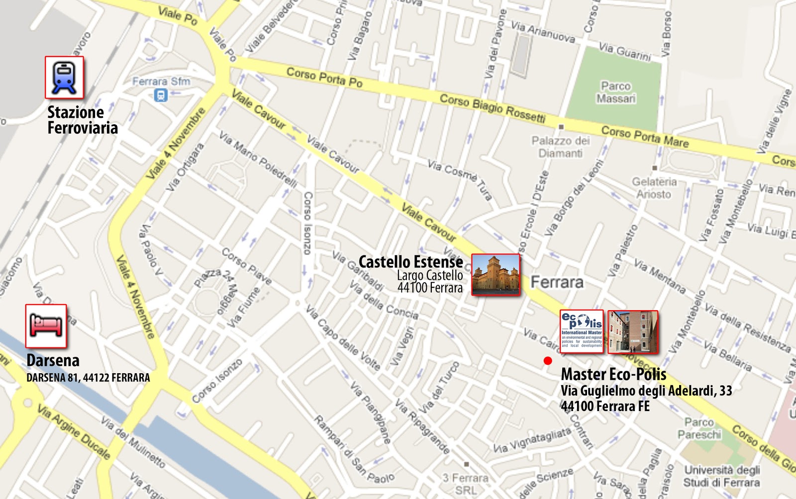 Galleria 9 Colonne Ferrara Italy Map