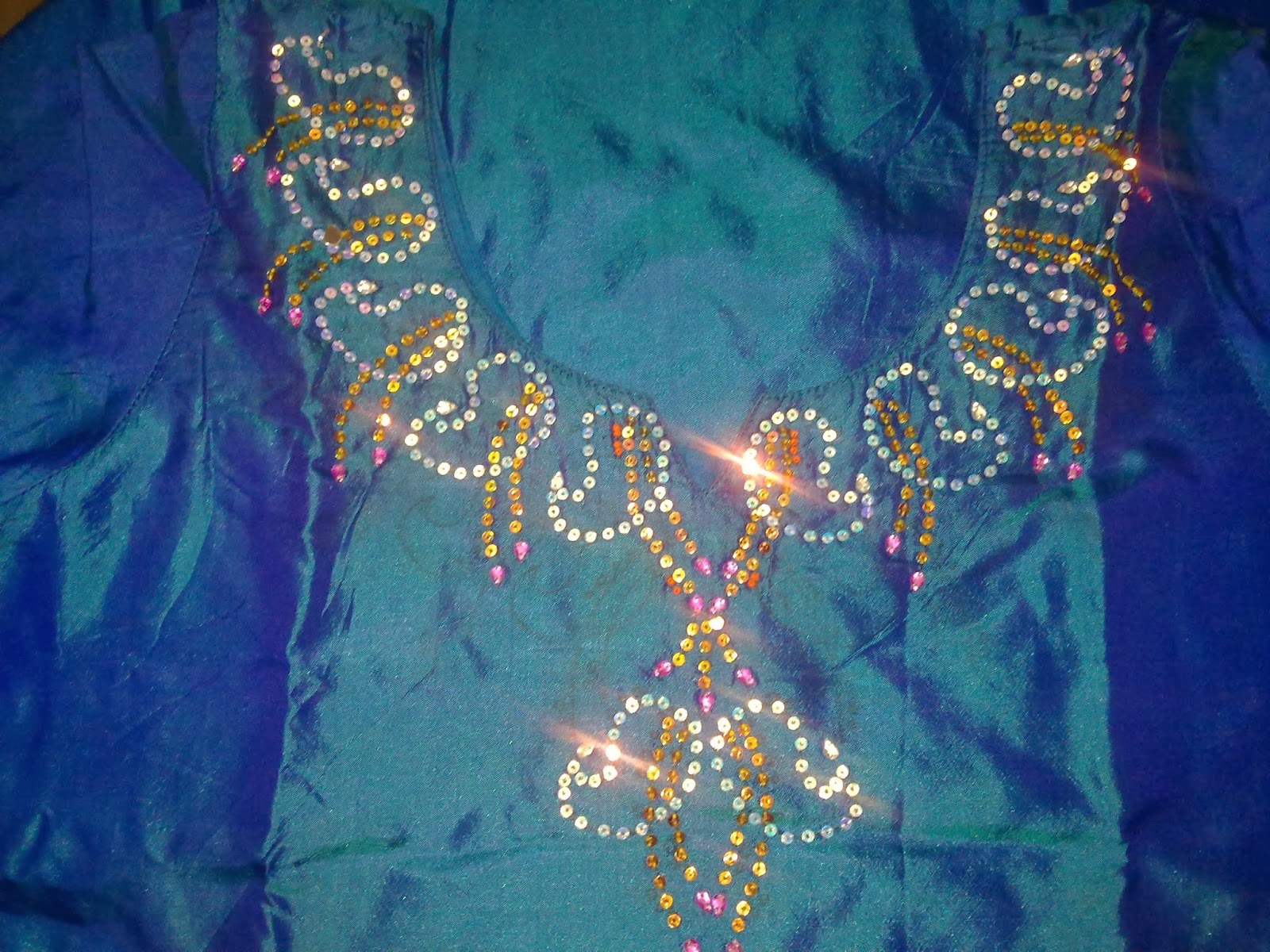 arttycraft by indu: Sequined work on dress./ # Sequins / #Sequin Embroidery