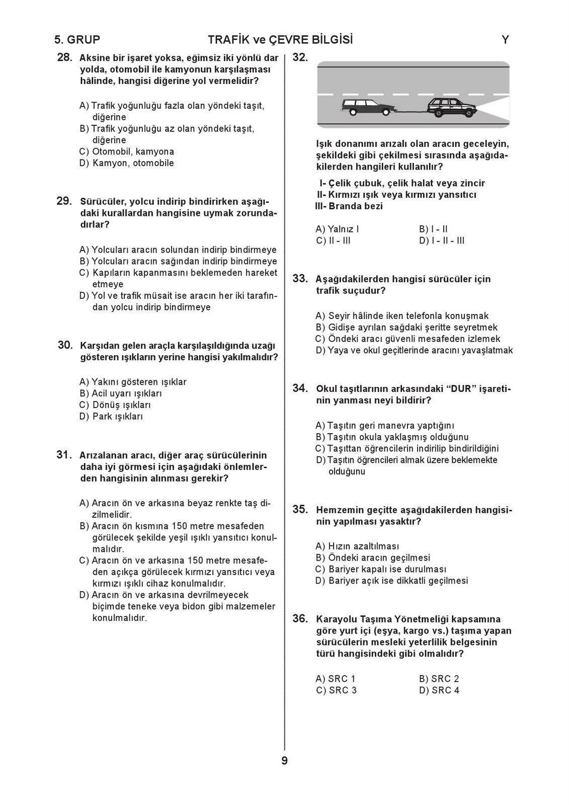 Özel Direksiyon Hocası: EHLİYET SINAV SORULARI -1