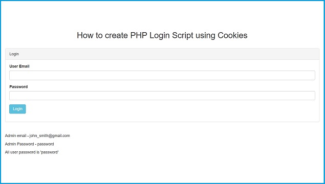 How To Create Php Login Script Using Cookies Webslesson