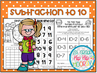 1st Grade Hip Hip Hooray!: Subtraction to 10...Tools and Games to Build ...
