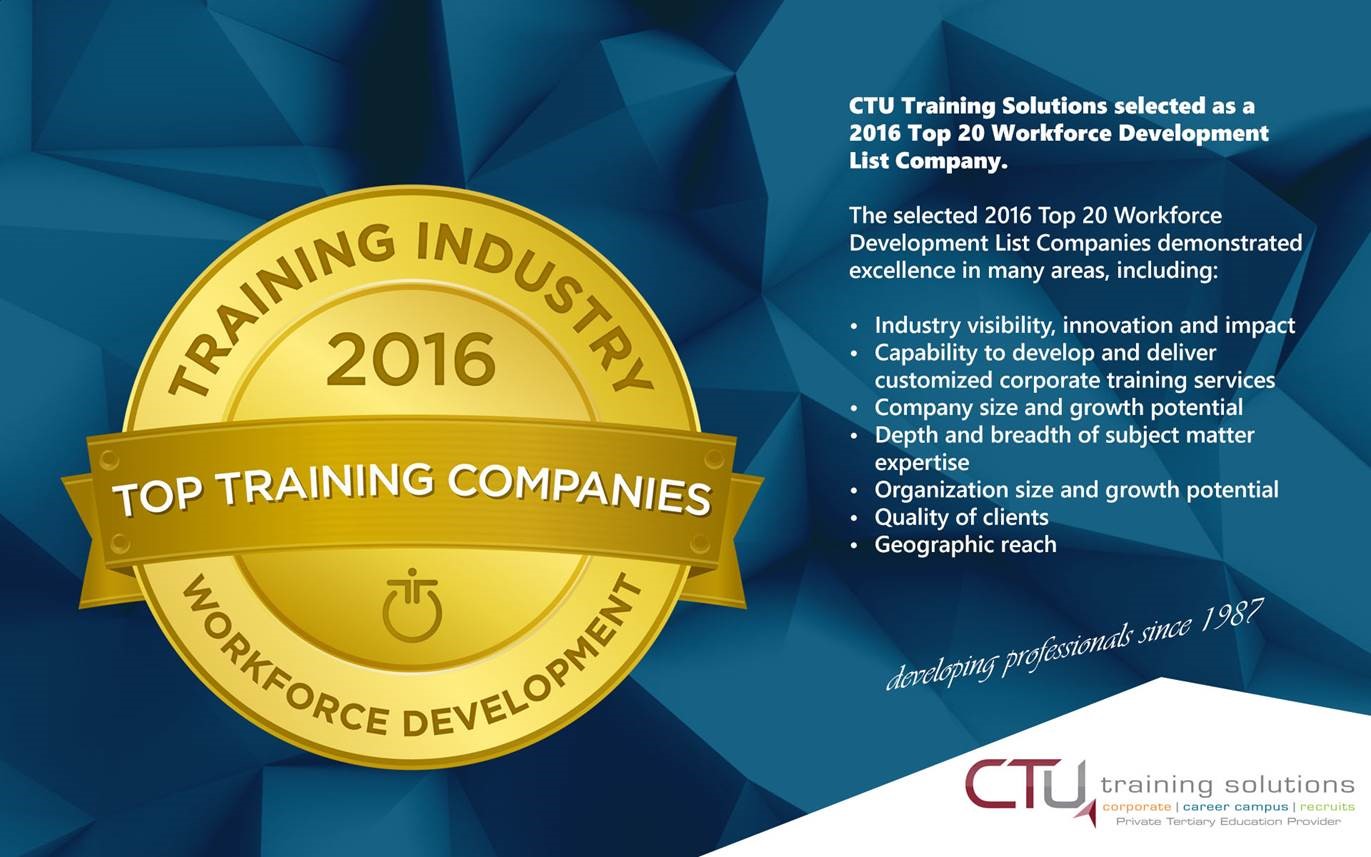CTU - 2016 Top 20 Workforce Development List Company | CTU Training ...