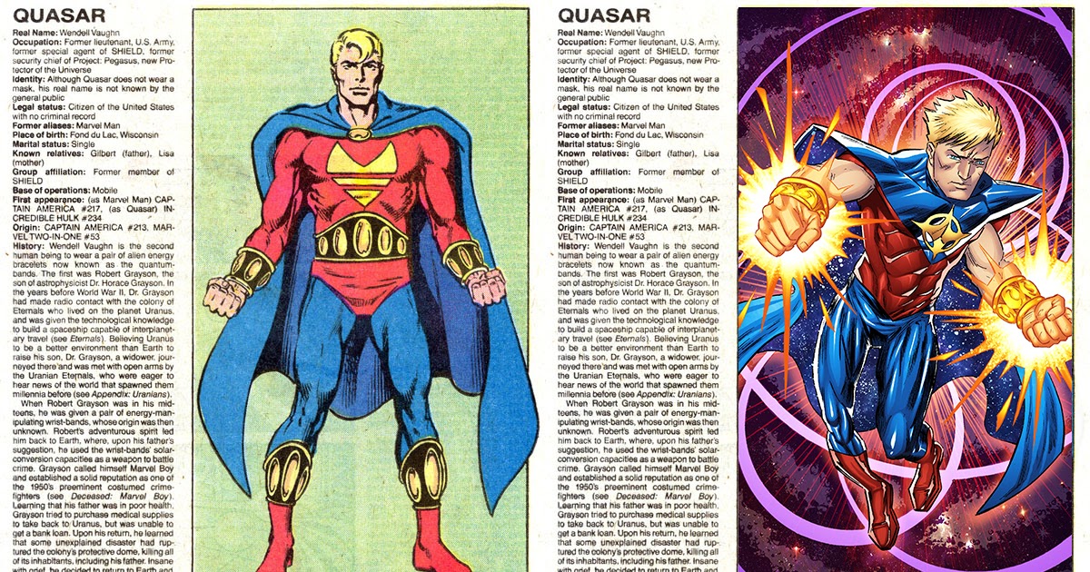 The Official Handbook to the Marvel Universe - REDUX Edition: QUASAR by ...
