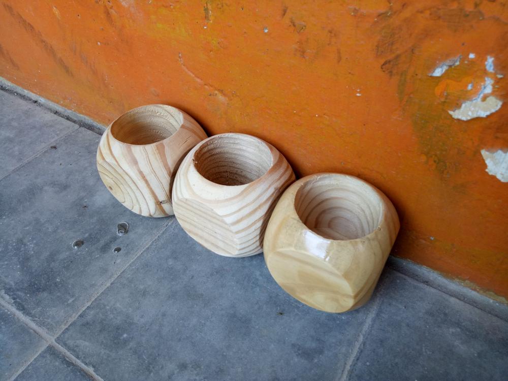 Pot Bunga Dari Kayu: Pot Kayu Balok Utuh Berlobang