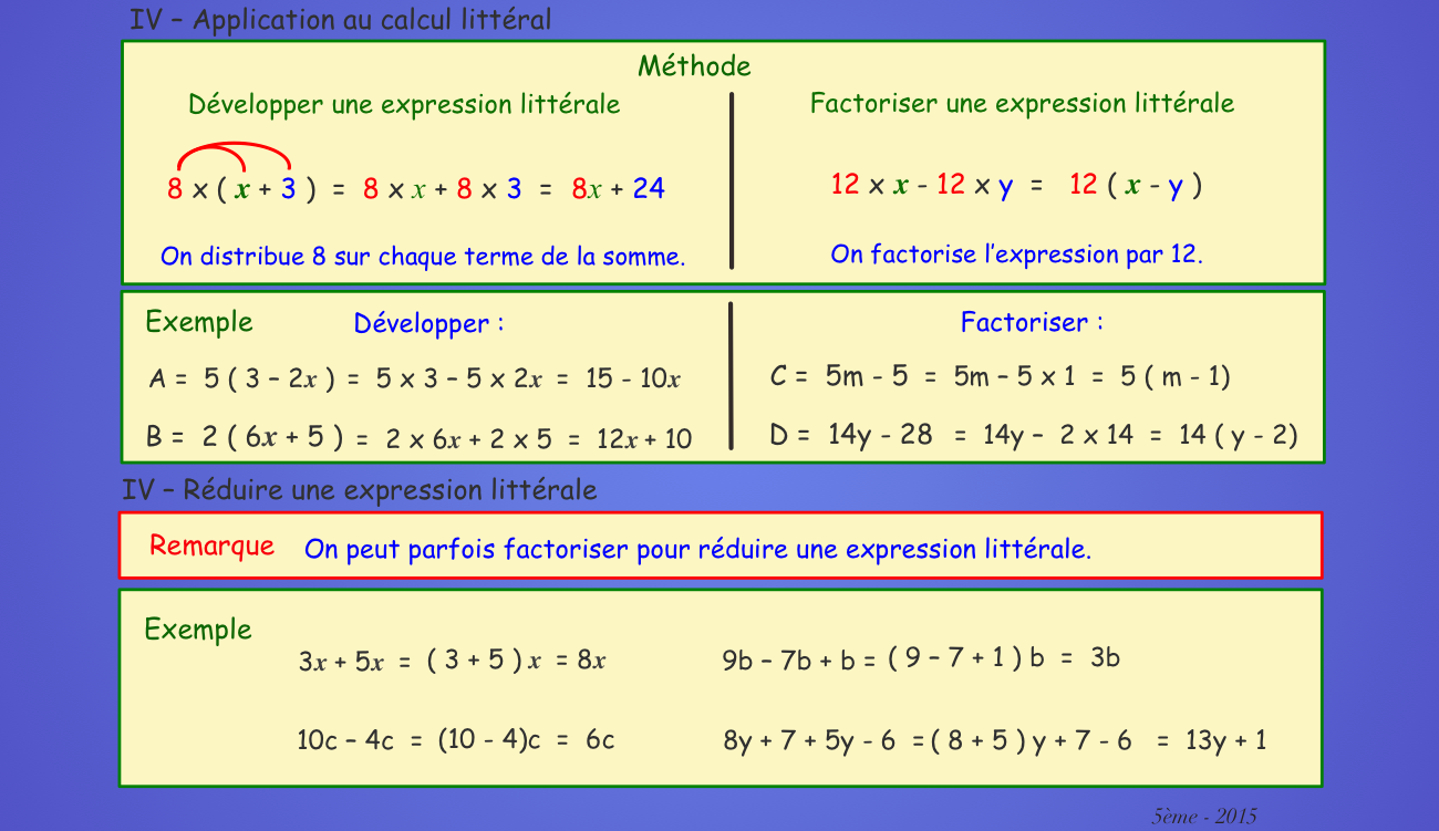 Cours de Maths 2015: CH 18 - Distributivité