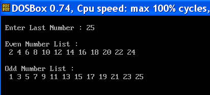 C Program To Print Even And Odd Numbers Using Loops