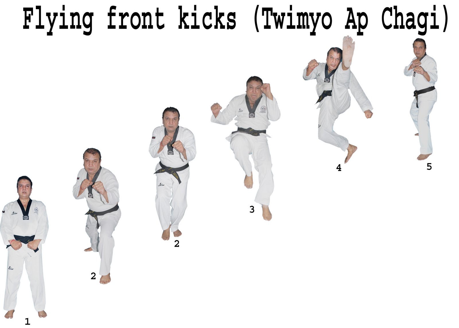 Jumping Front Kick ou Eedan Ap Chagi - Aprenda taekwondo