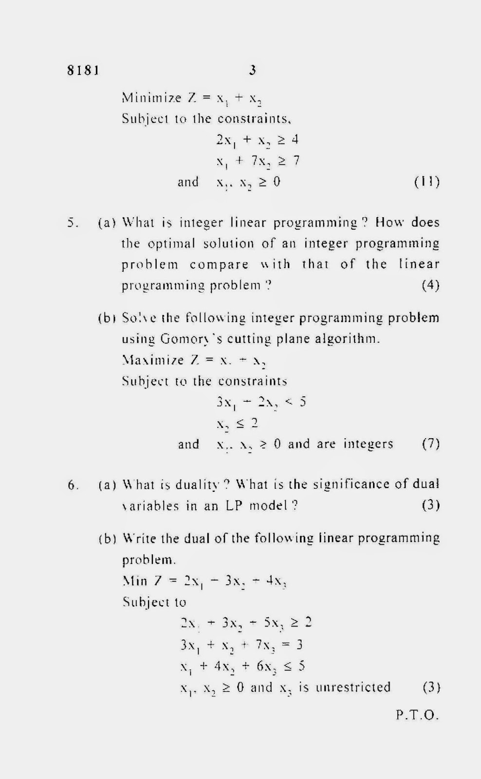 DU CS Lectures: Operational Research Paper 1 DU CS Lectures: Operational Research Paper 1