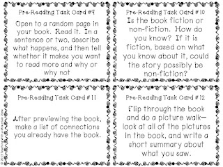 Classroom Freebies Too: Pre-Reading Task Card Mini-Set!