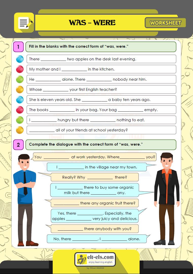 Worksheet: Past form of to be (was - were) | www.elt-els.com
