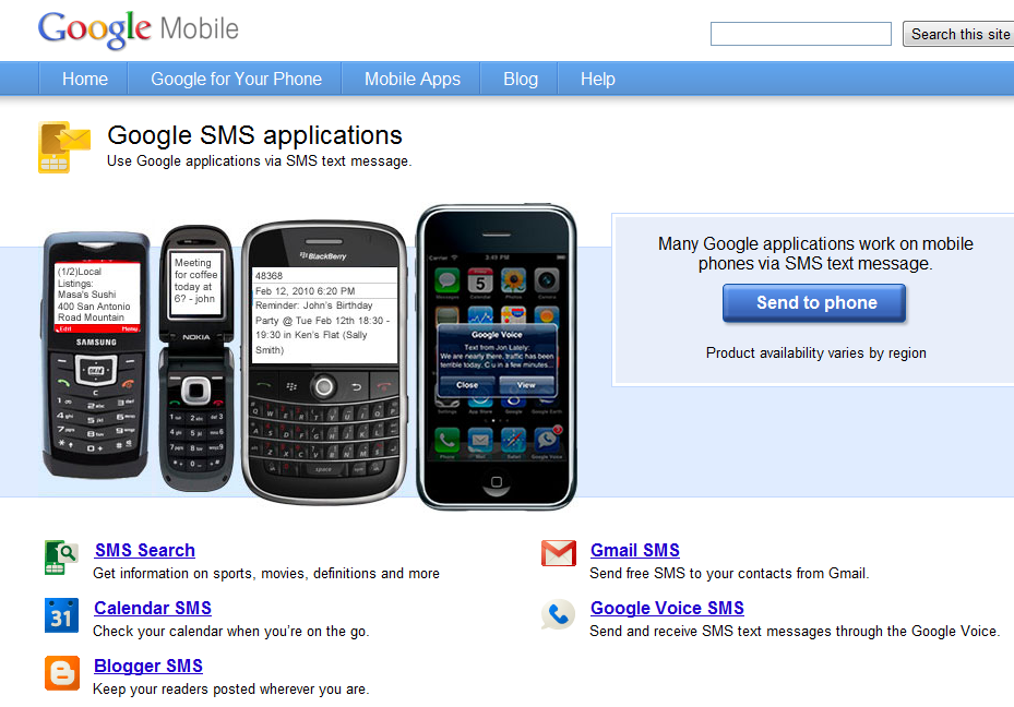 Google SMS Application for Mobile Phone | Net Frootz