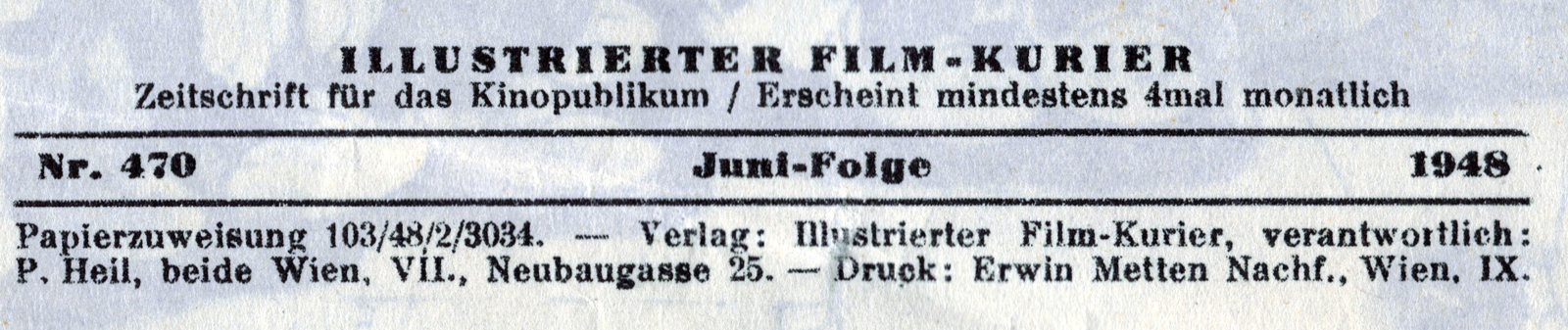 Filmic Light - Snow White Archive: 1948 Austrian Movie Theatre Program
