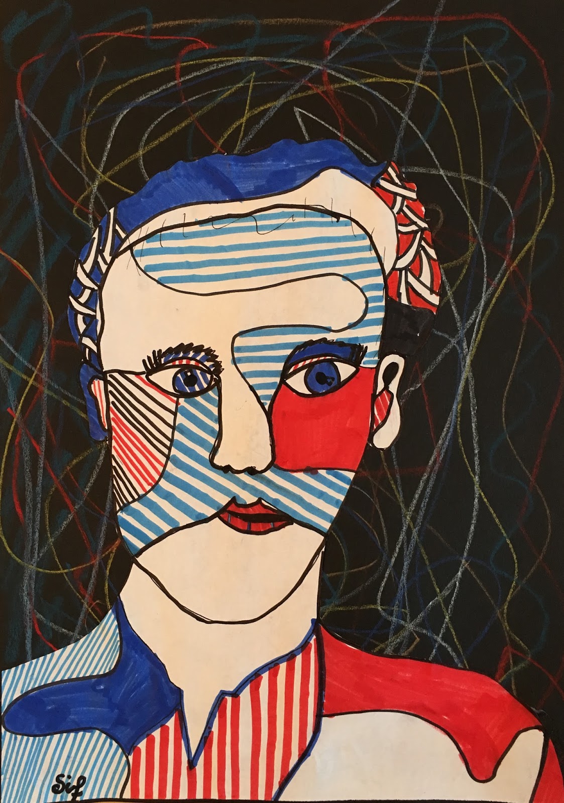 Art Room Britt: Jean DuBuffet Spontaneous Continuous Line Portrait Drawing