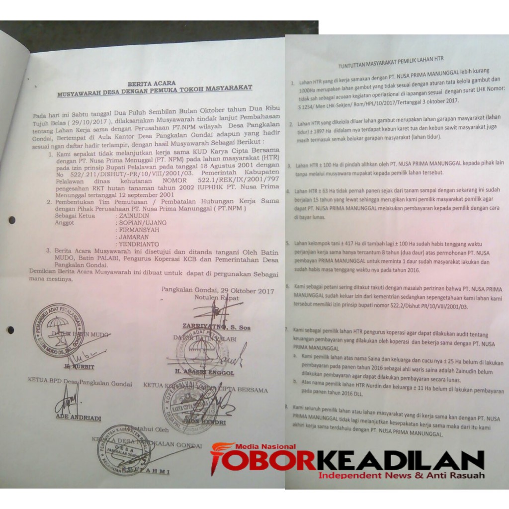 PT.NPM Ingkar Janji Dengan Masyarakat Desa Pangkalan Gondai Kab ...