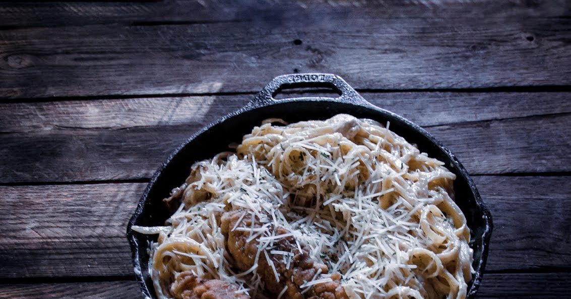 Fried Chicken Alfredo Pasta