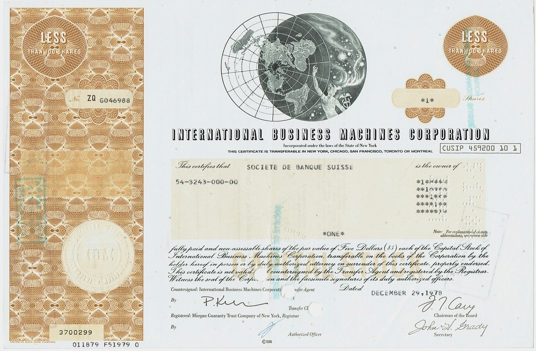 Internet Scripophily Museum of Computing: International Business ...