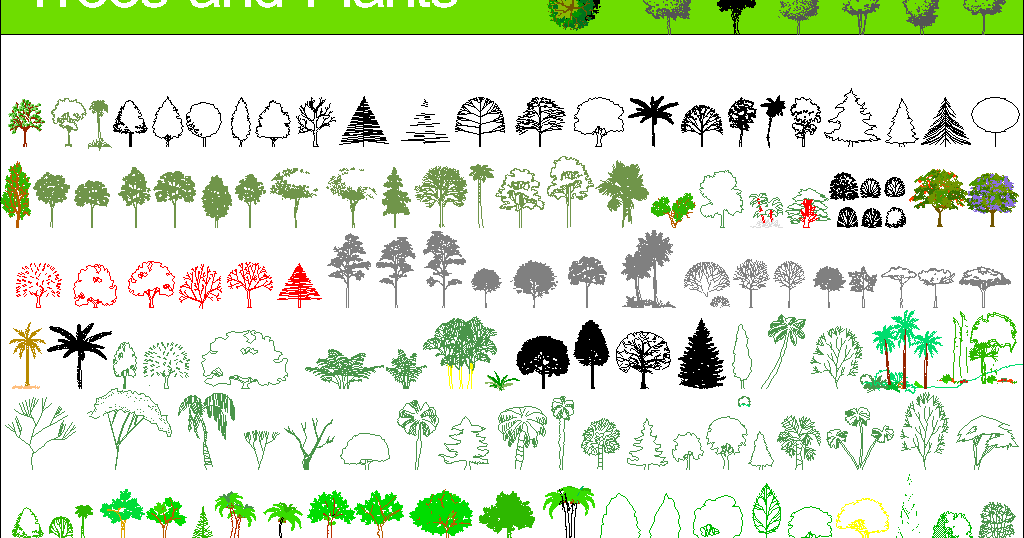 Trees 2D Blocks Top View And Elevation In DWG Autocad File