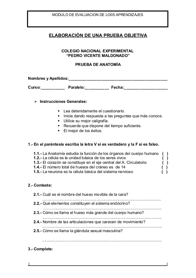 PRUEBA OBJETIVA: Importancia de la prueba objetiva, definiciones ...