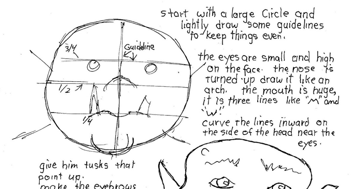 How to Draw Worksheets for The Young Artist: How To Draw A Troll's Face ...