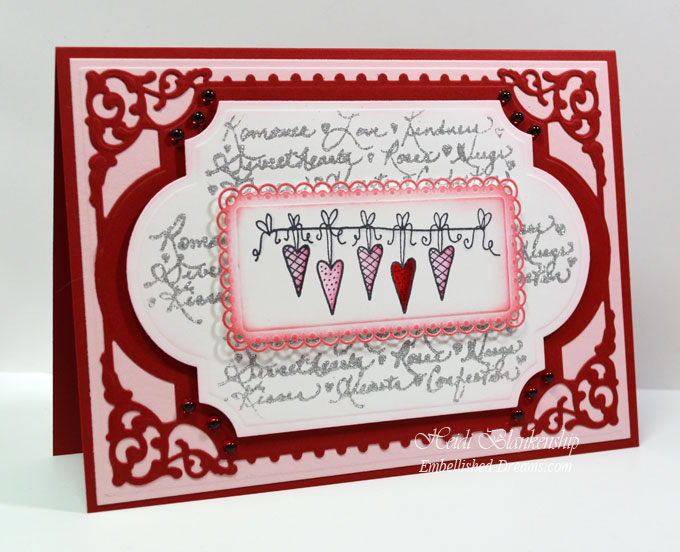 Embellished Dreams: String of Hearts Valentine Card - The Rubber Cafe`