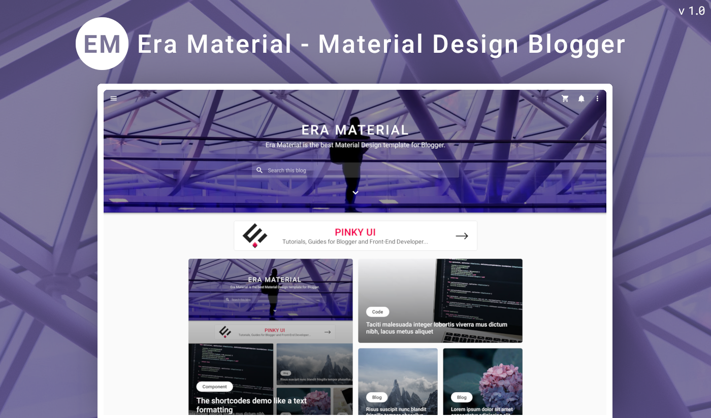 Era Material is the best Material Design Blogger Template - Pinkyui