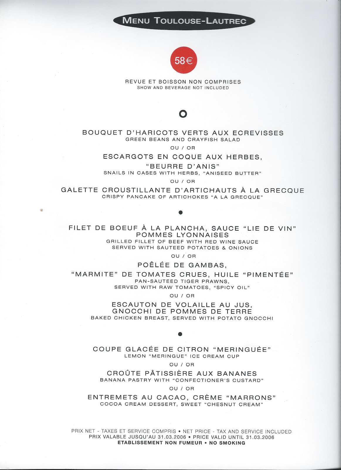 Chris Suhr's Menu Collection: Moulin Rouge. Paris