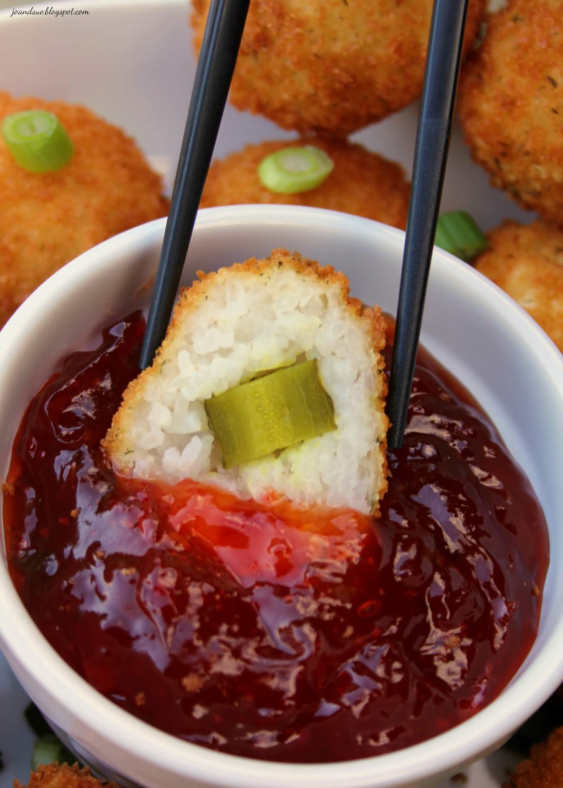 Jo and Sue: Crunchy Pickle Rice Balls with Spicy Red Pepper Jelly