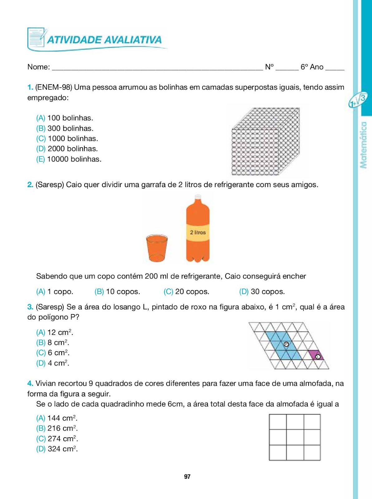 Prova De Matemática 6 Ano Com Gabarito - REVOEDUCA
