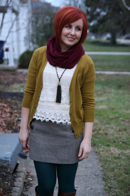 Thrift and Shout: Cute Outfit of the Day: Lace and Tweed