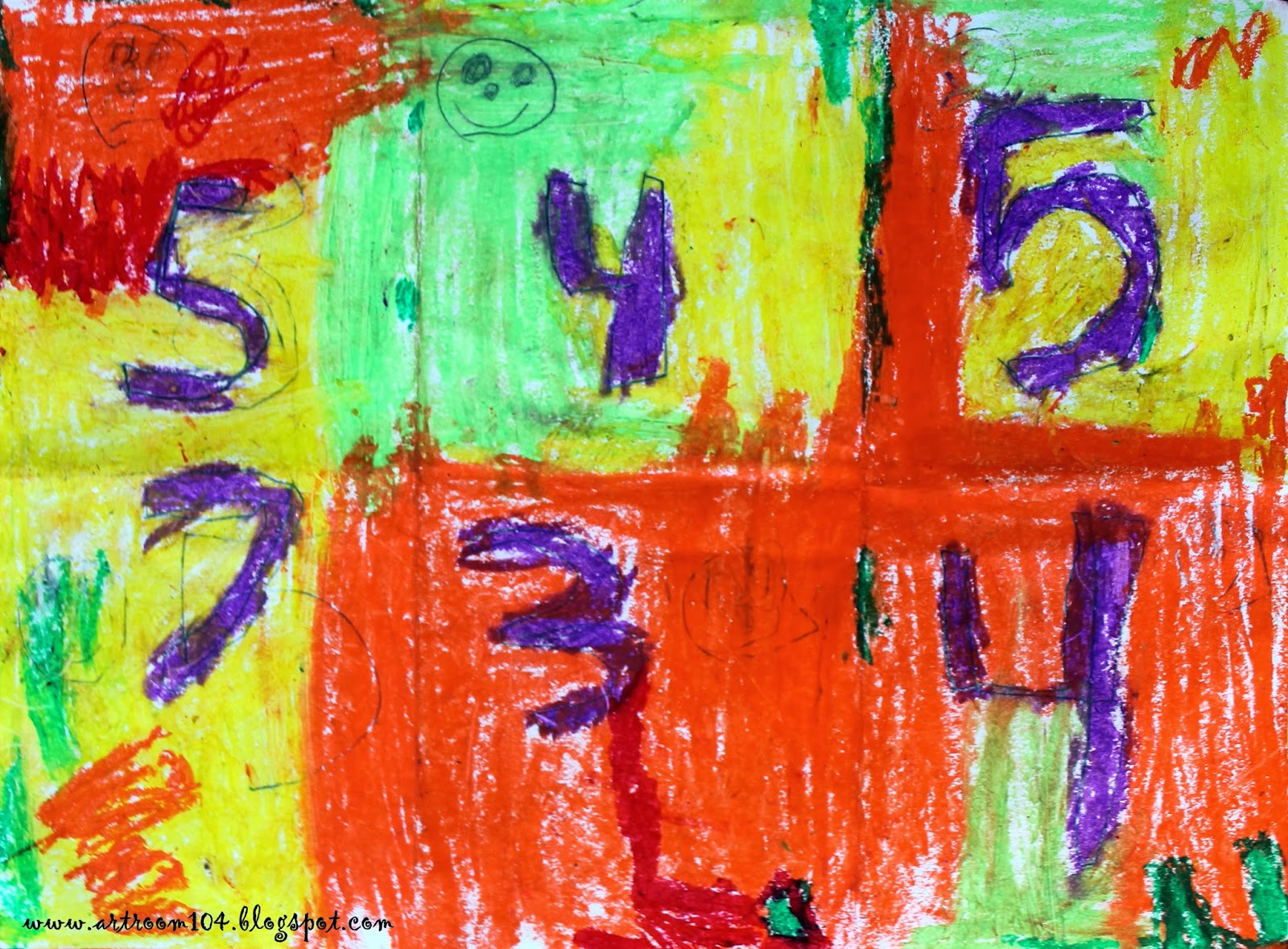 Art Room 104: Kindergarten: Jasper Johns' OIl Pastel Numbers