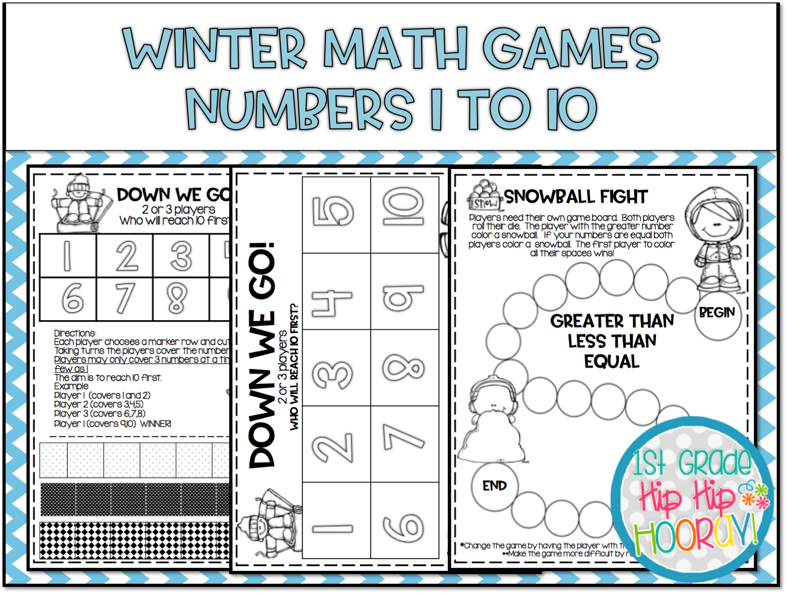 1st Grade Hip Hip Hooray!: Winter Math Games..Numbers 1 to 10