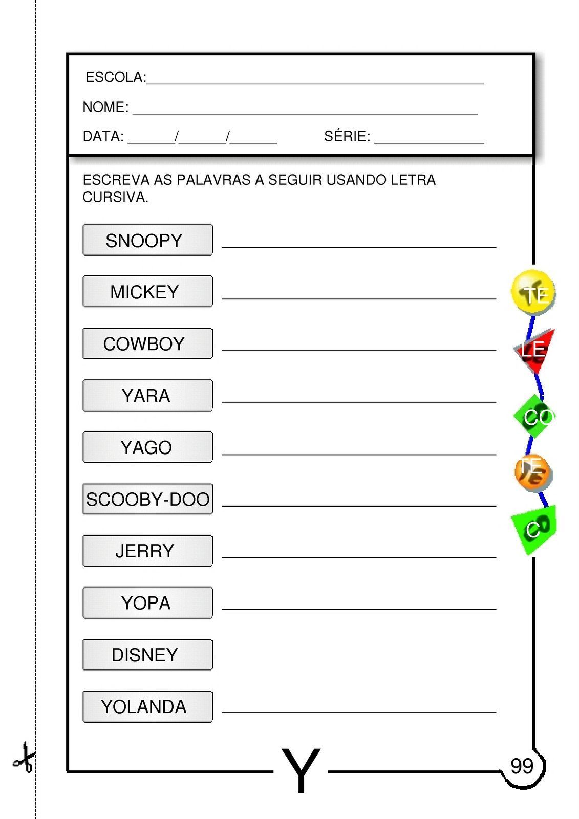 Profª Marcela - atividades: Letra Y