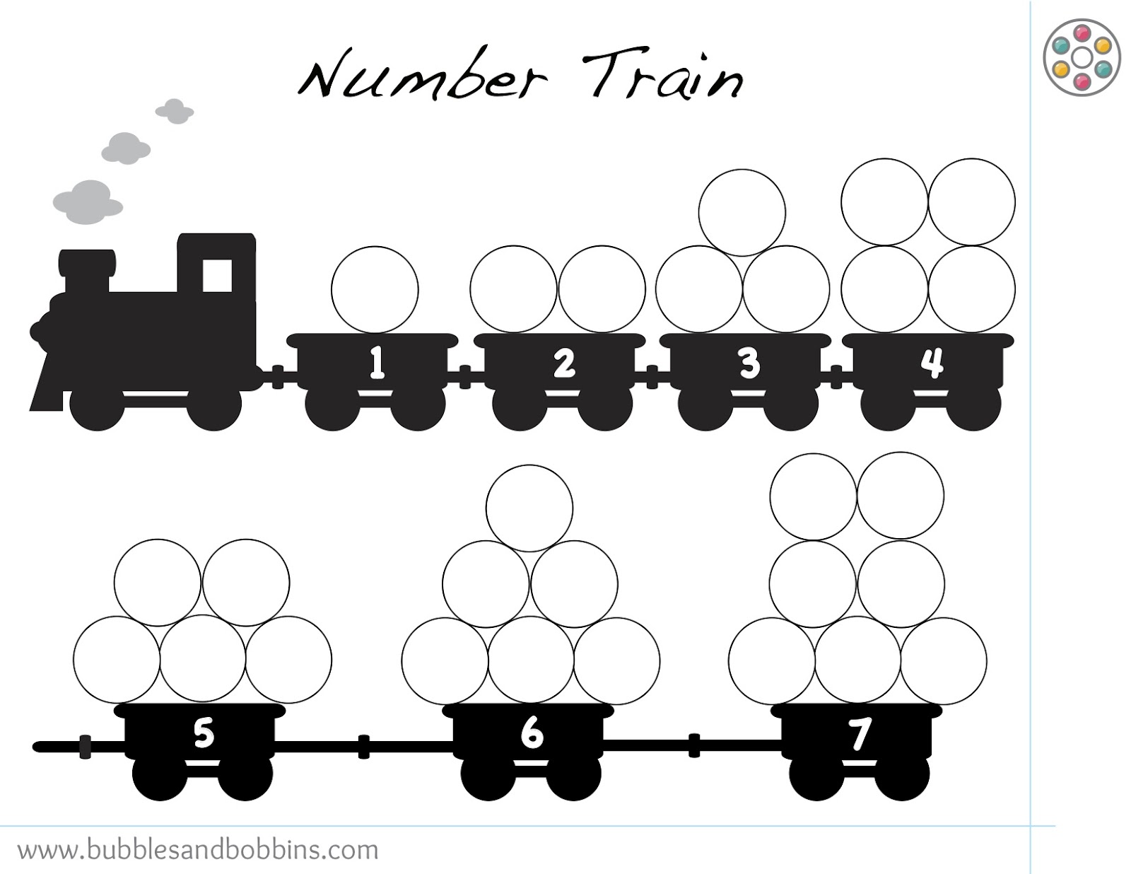{Number Train Pompom Template}