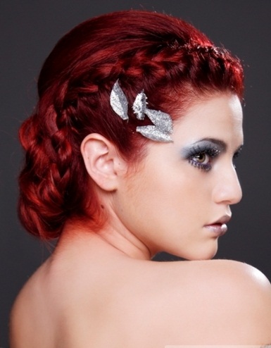 Fiery Red Braided Updo Hair Style 2014 | prom hairstyles 2014
